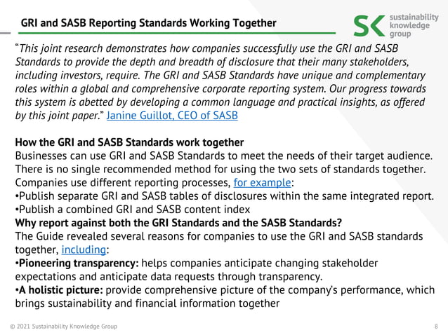 GRI and SASB Reporting Standards: Working Together | PDF | Financial ...