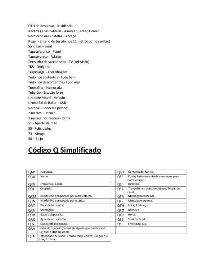 Gírias e Códigos "Q" do Radioamador
