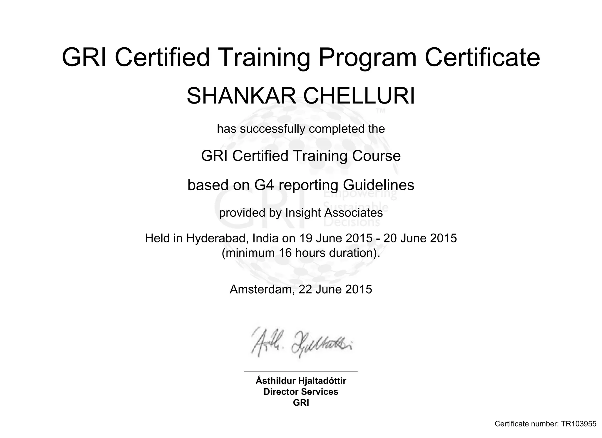 GRI G$ Reporting Framework Certificate | PPT