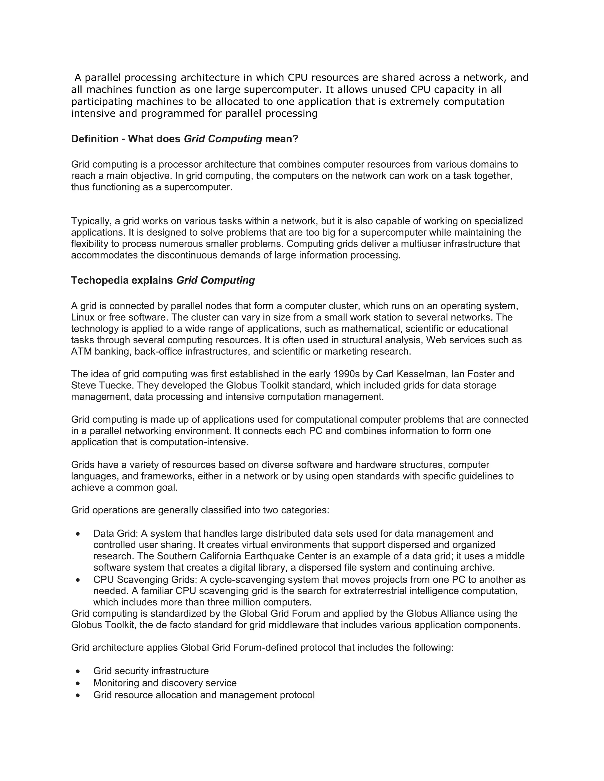 Grid | DOCX | Computing | Technology & Computing