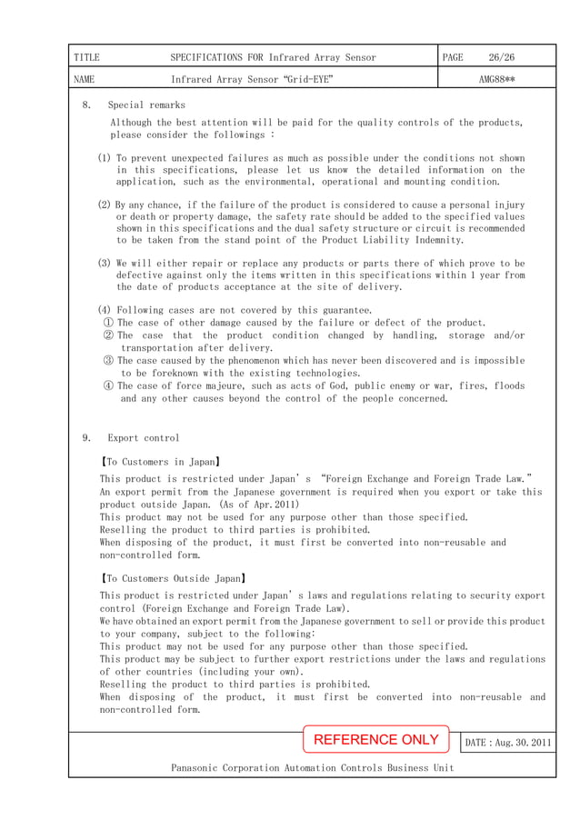 Allchips Panansonic Grid eye datasheet | PDF