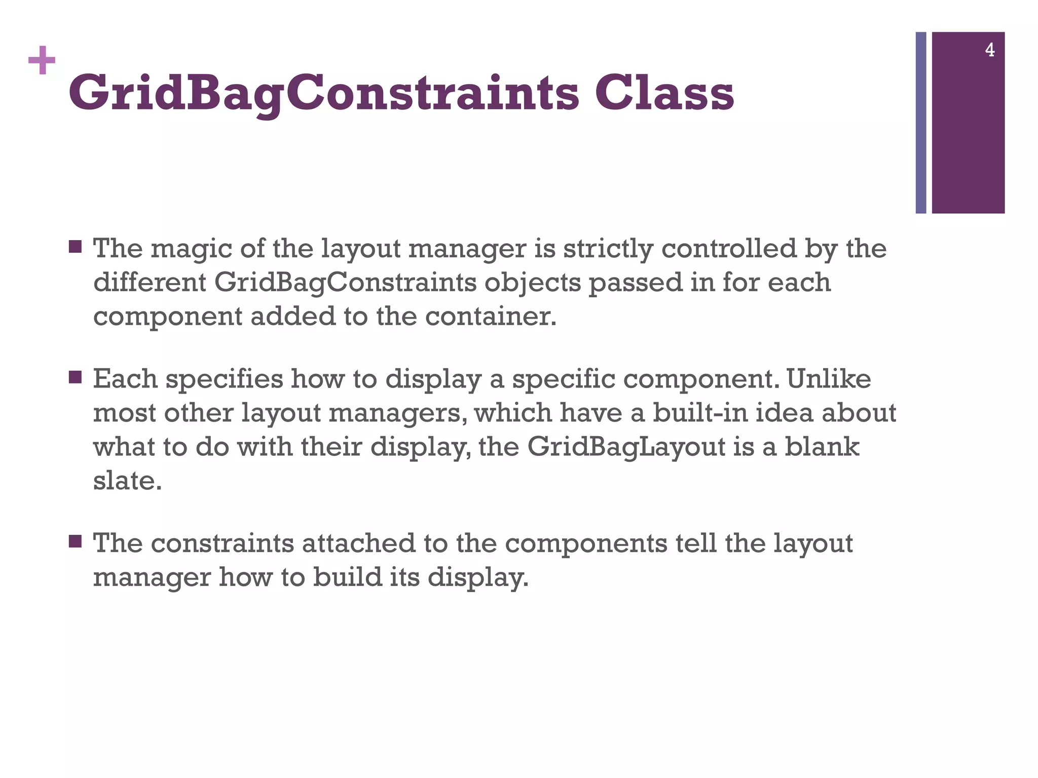 GridBagLayout Quick Start | PPT