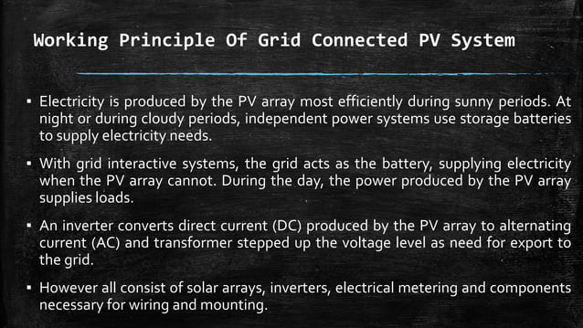 Grid Connected PV Systems | PPTX