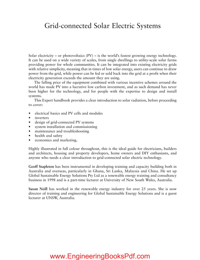 Grid Connected Solar Electric Systems The Earthscan Expert Handbook for ...
