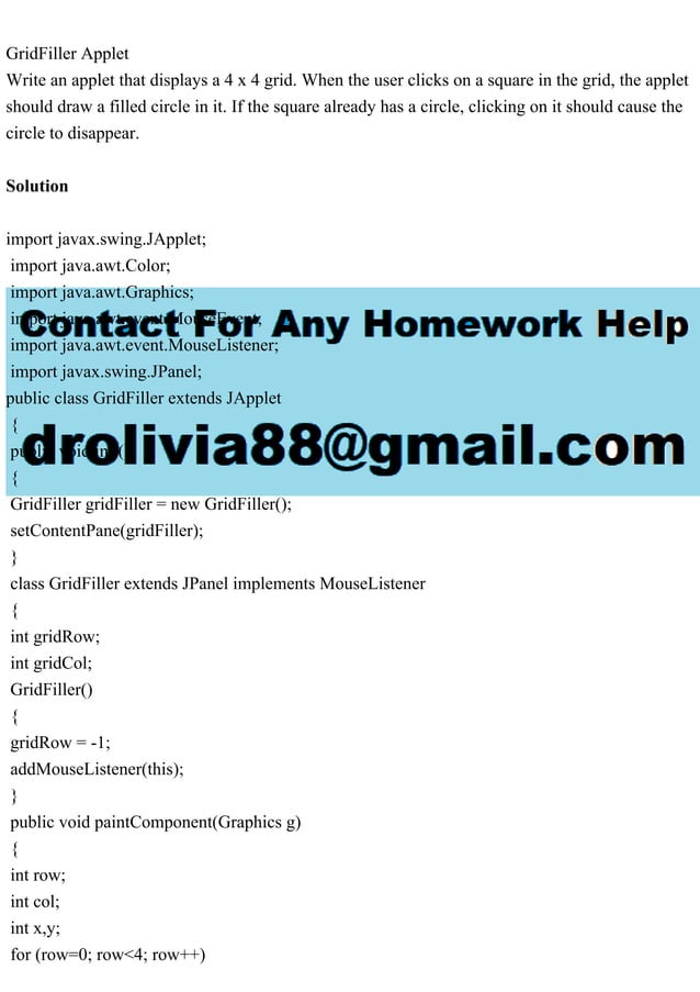 GridFiller AppletWrite an applet that displays a 4 x 4 grid. When .pdf