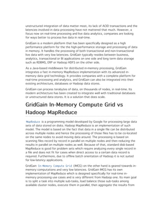 GridGain & Hadoop: Differences & Synergies | PDF | Databases | Computer Software and Applications