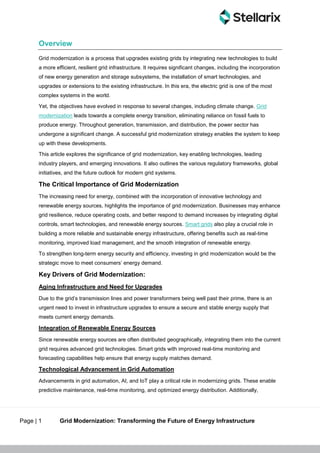 Grid Modernization: Transforming the Future of Energy Infrastructure | PDF
