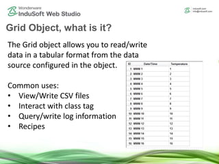 Grid Objects in InduSoft Web Studio | PPTX | Databases | Computer Software and Applications