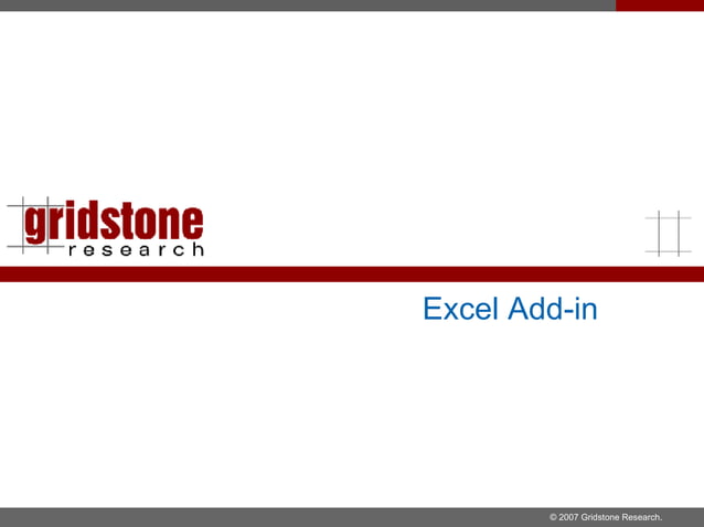 Gridstone Research Excel Add-in | PPT
