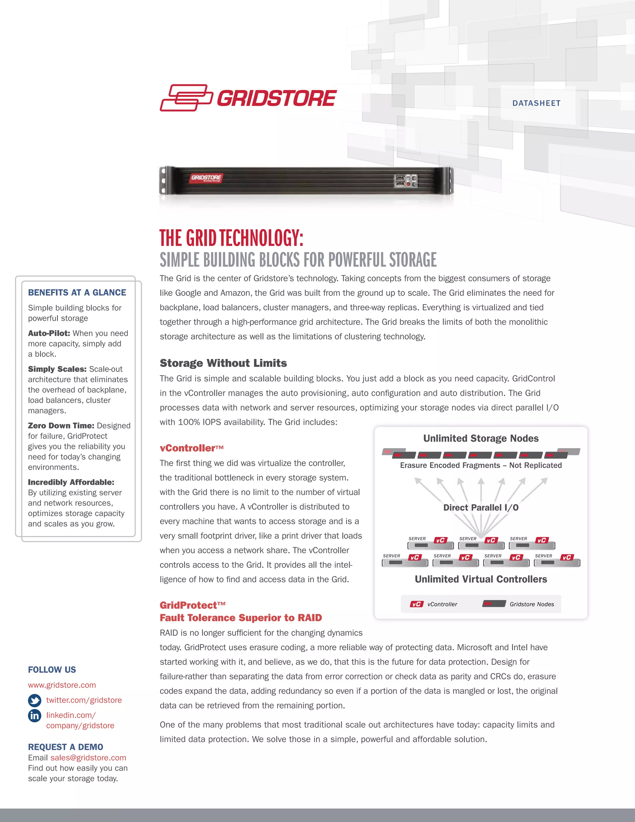 Gridstore datasheet-grid technology | PDF