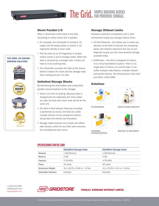 Gridstore datasheet-grid technology | PDF
