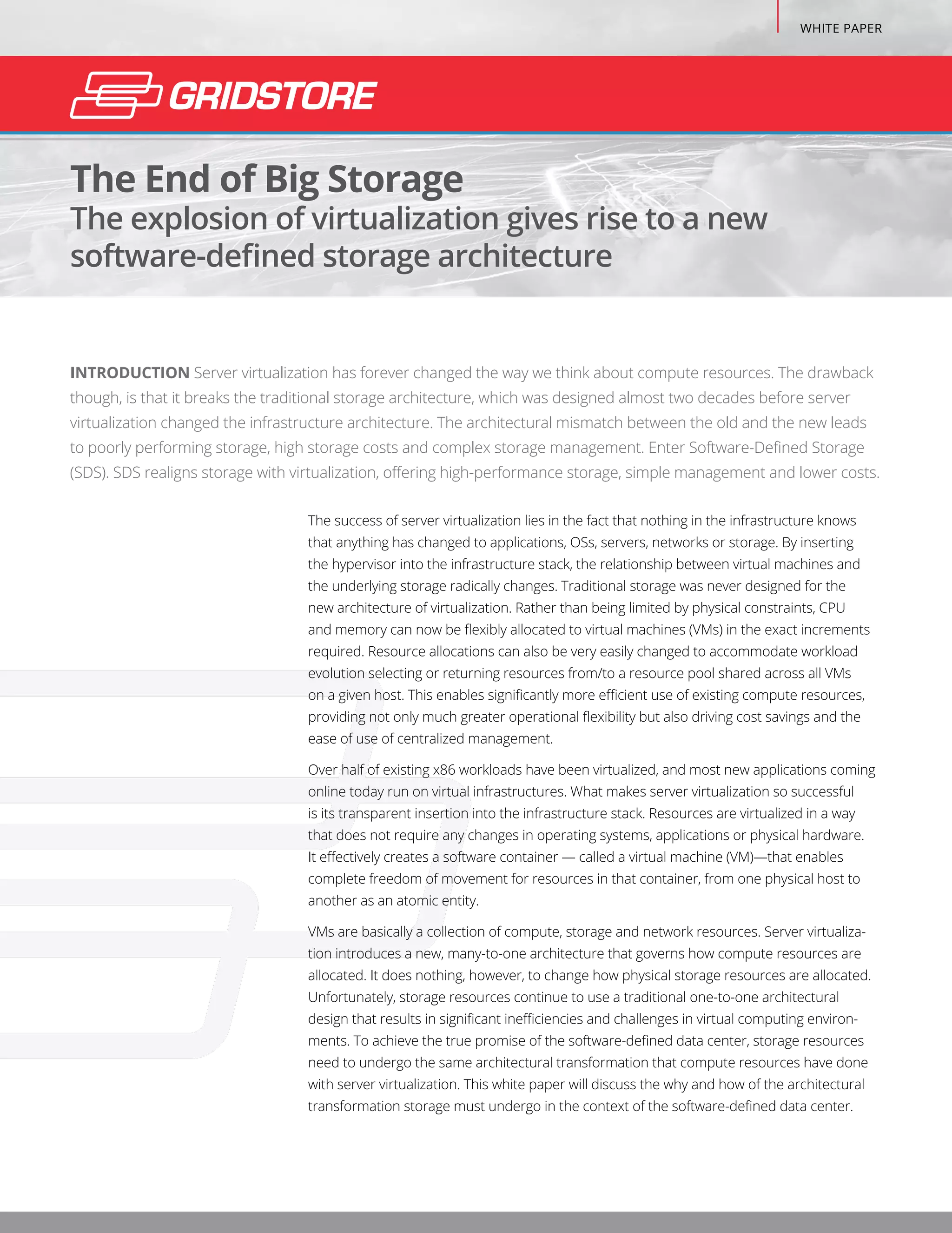 Gridstore's Software-Defined-Storage Architecture | PDF