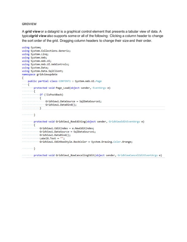VISUAL PROGRAMING GRIDVIEW | DOCX | Computing | Technology & Computing