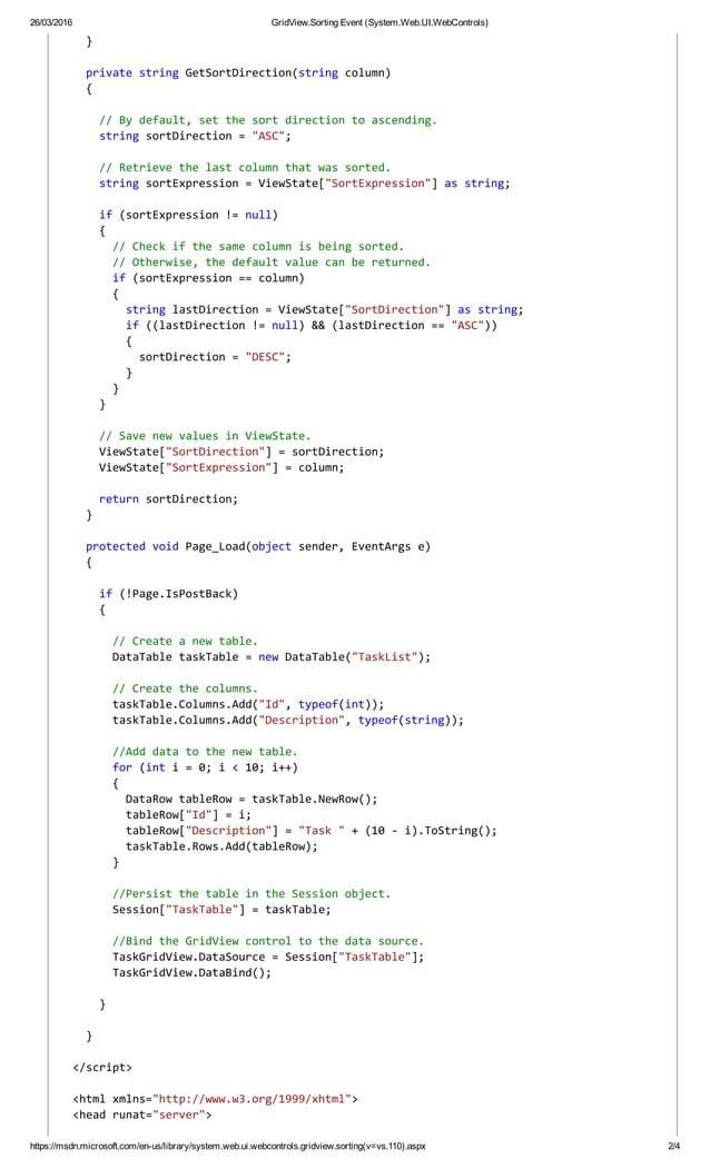 Grid view sorting-c-ode | PDF