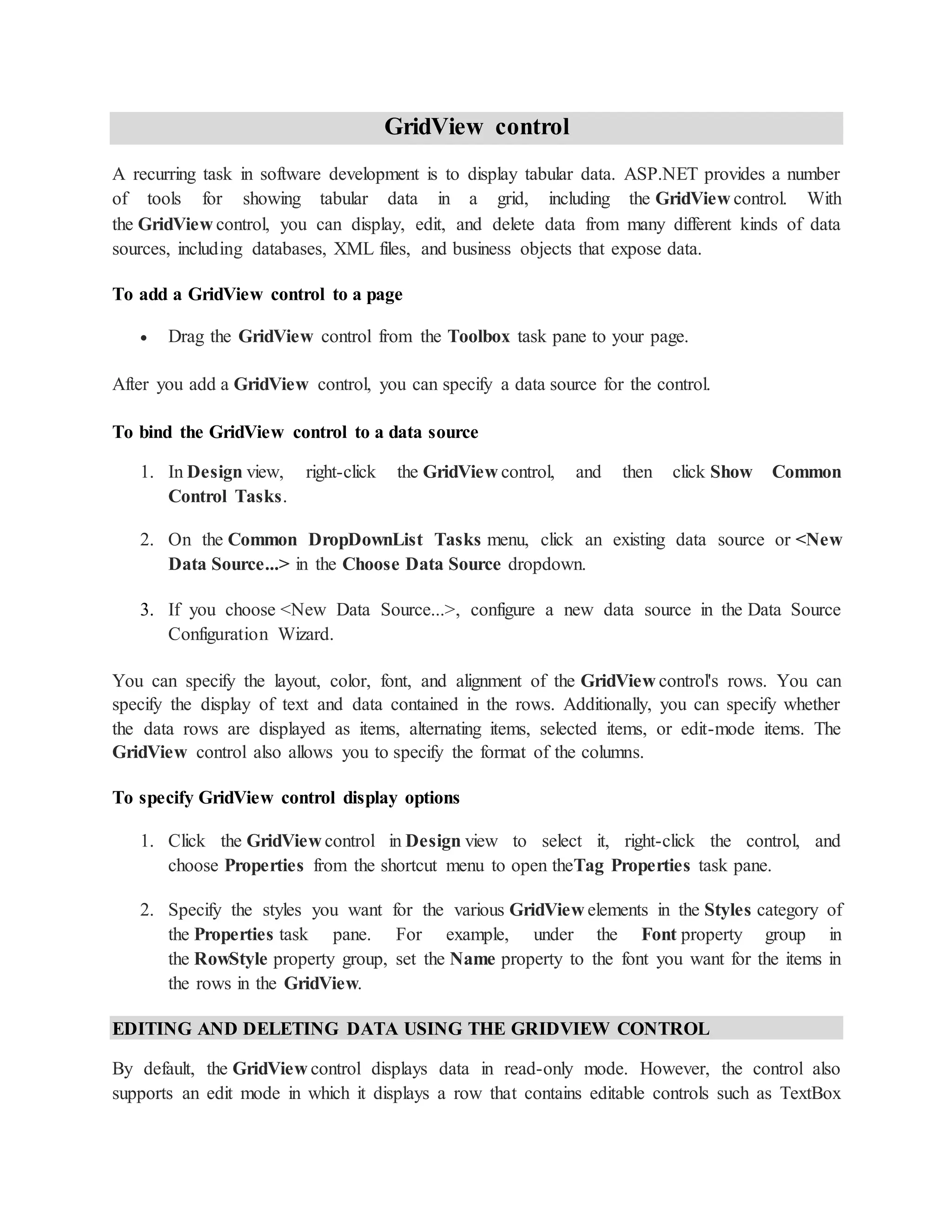 Grid view control | DOCX