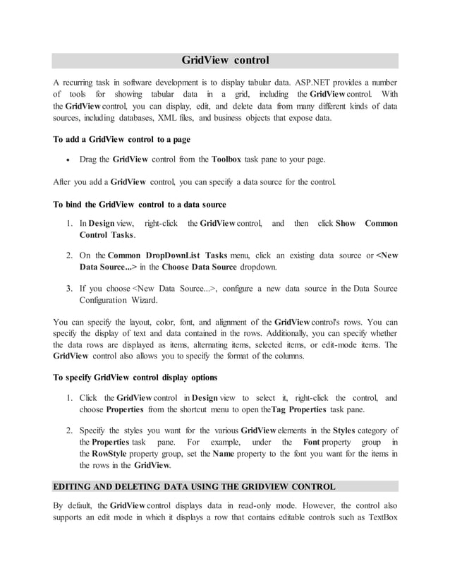 Grid View Control Docx
