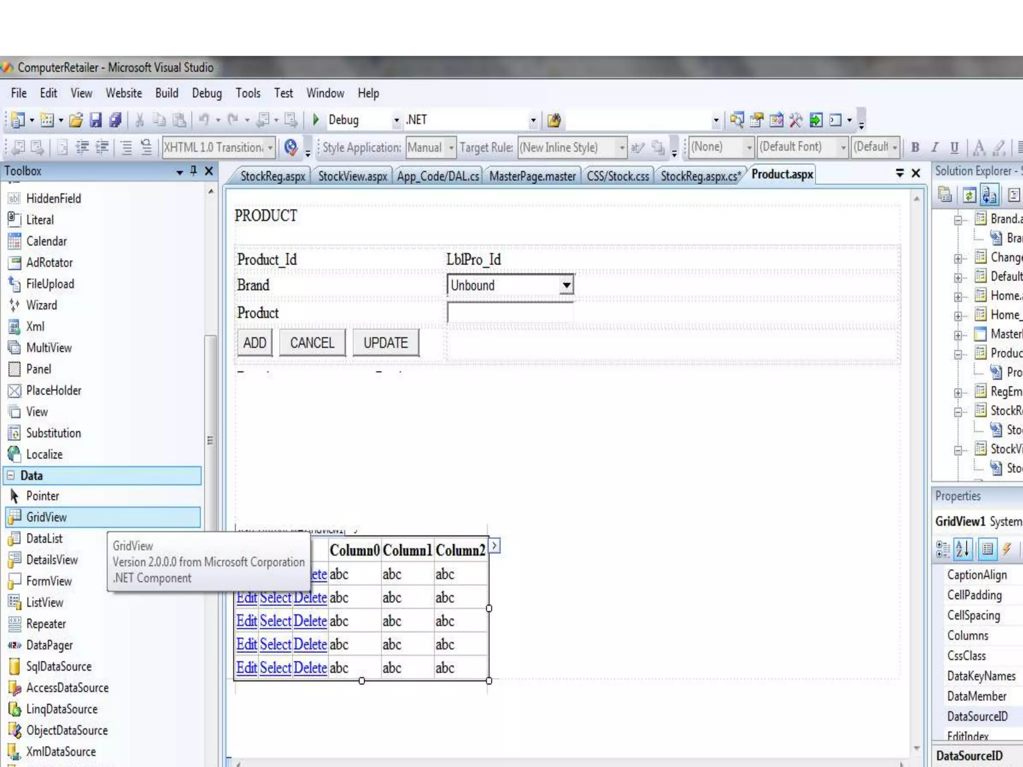 Grid view in asp.net