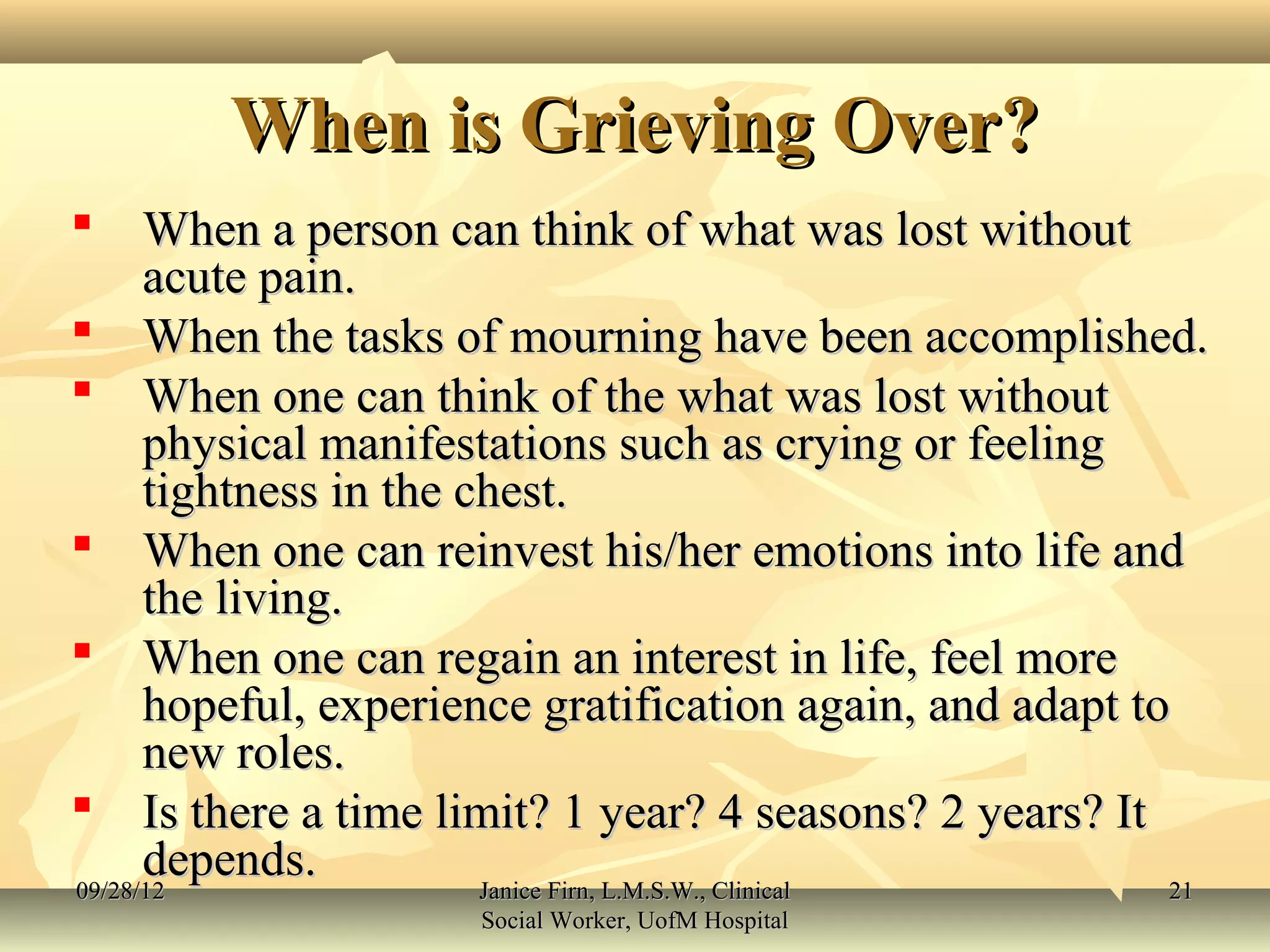 Grief and Loss in Addiction and Recovery - September 2012 | PPT