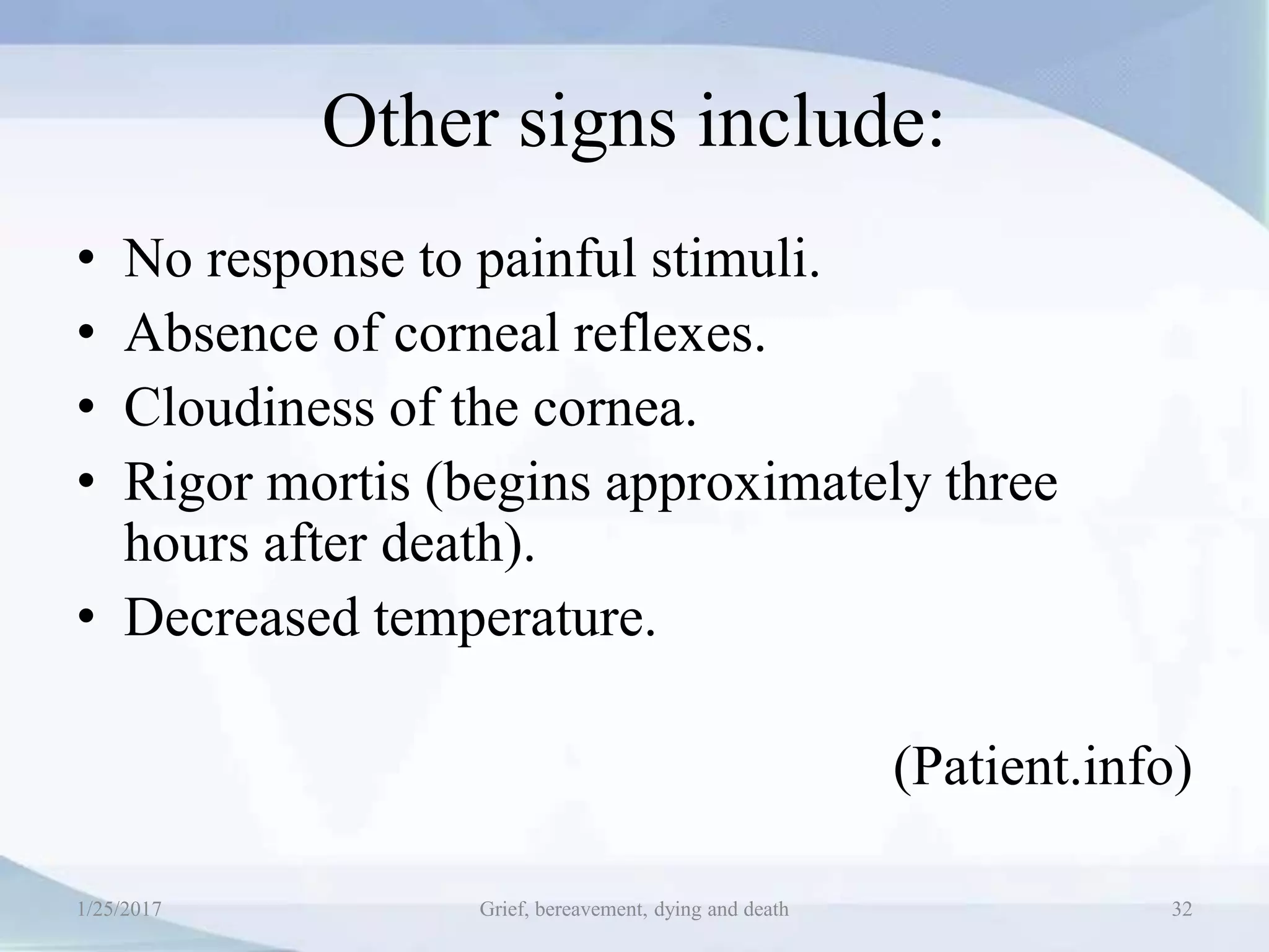 Grief, bereavement, death and dying | PPTX