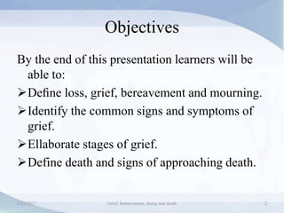 Grief, bereavement, death and dying | PPTX