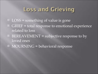Grief, Loss,Death And Dying | PPT