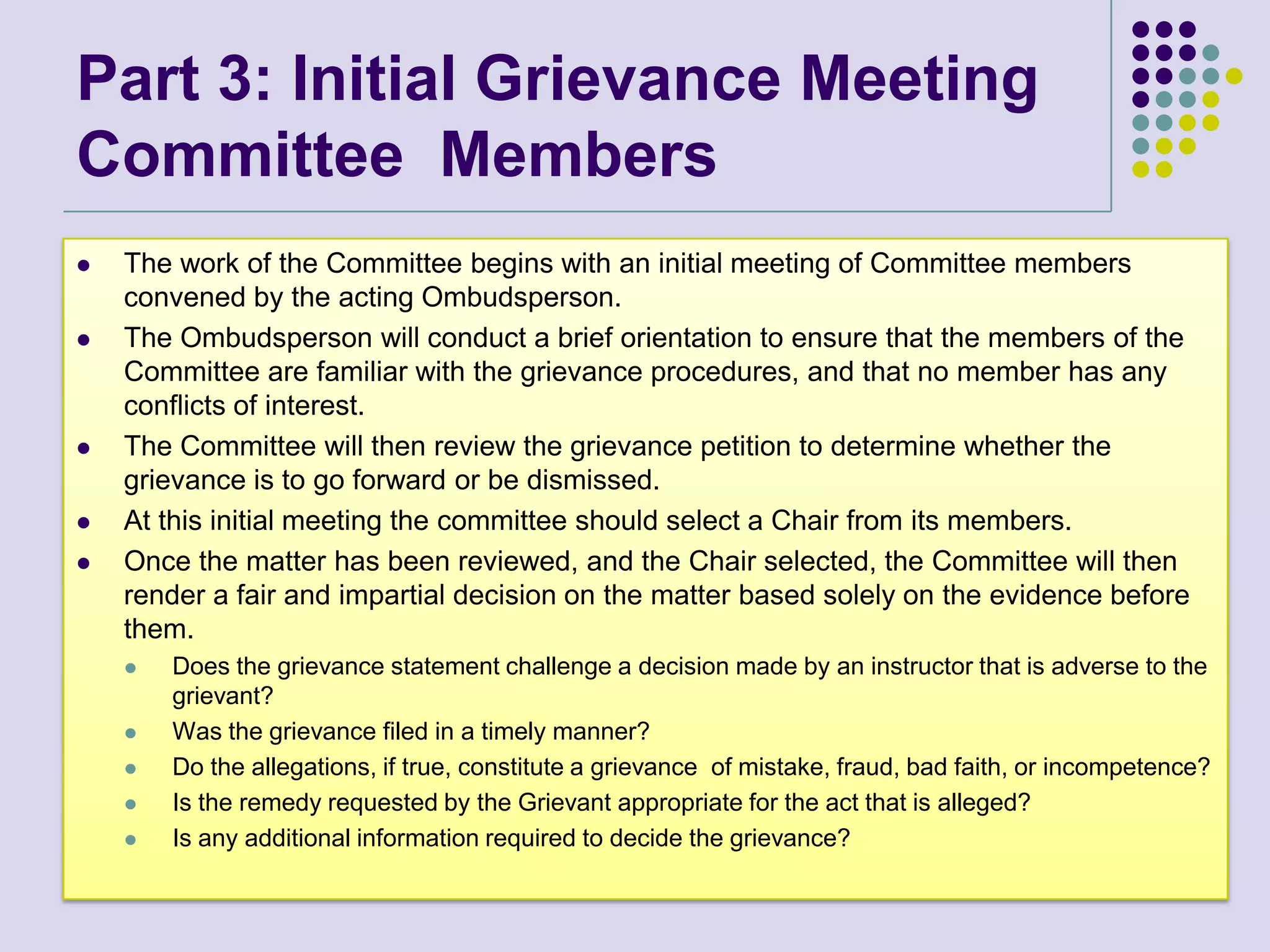 Grievance Committee Training Presentation | PPTX