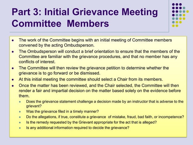 Grievance Committee Training Presentation | PPTX | Law