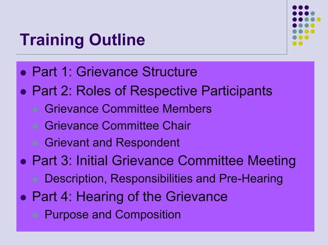 Grievance Committee Training Presentation | PPTX | Law