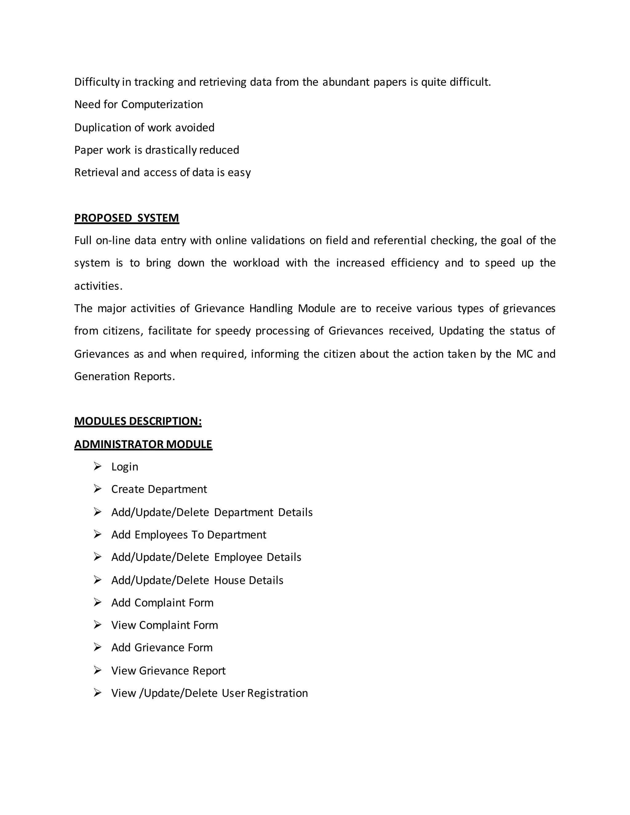 Web based Grievance handling system | DOCX