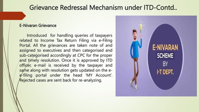 GRIEVANCE REDRESSAL MECHANISM IN ITD.pptx | Personal Taxes | Personal Finance