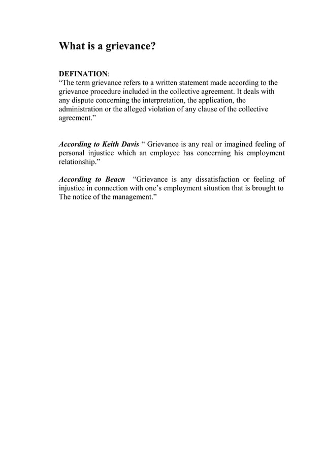 Grievance report | PDF