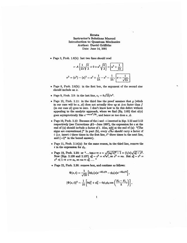Griffith introduction to quantum mechanics | PDF | Physics | Science