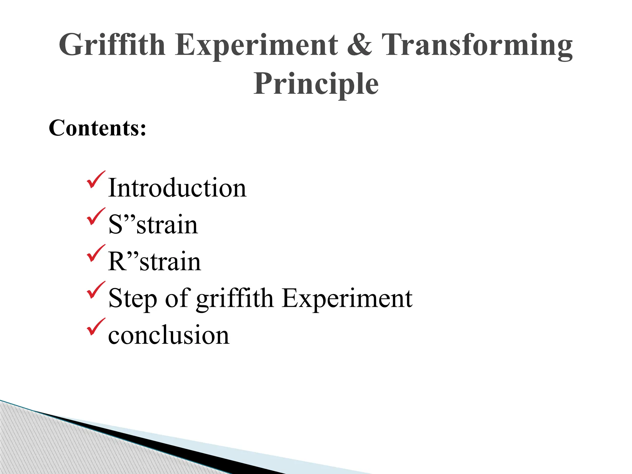 Griffith Experiment Transformation Principle Molecular Biology Pptx
