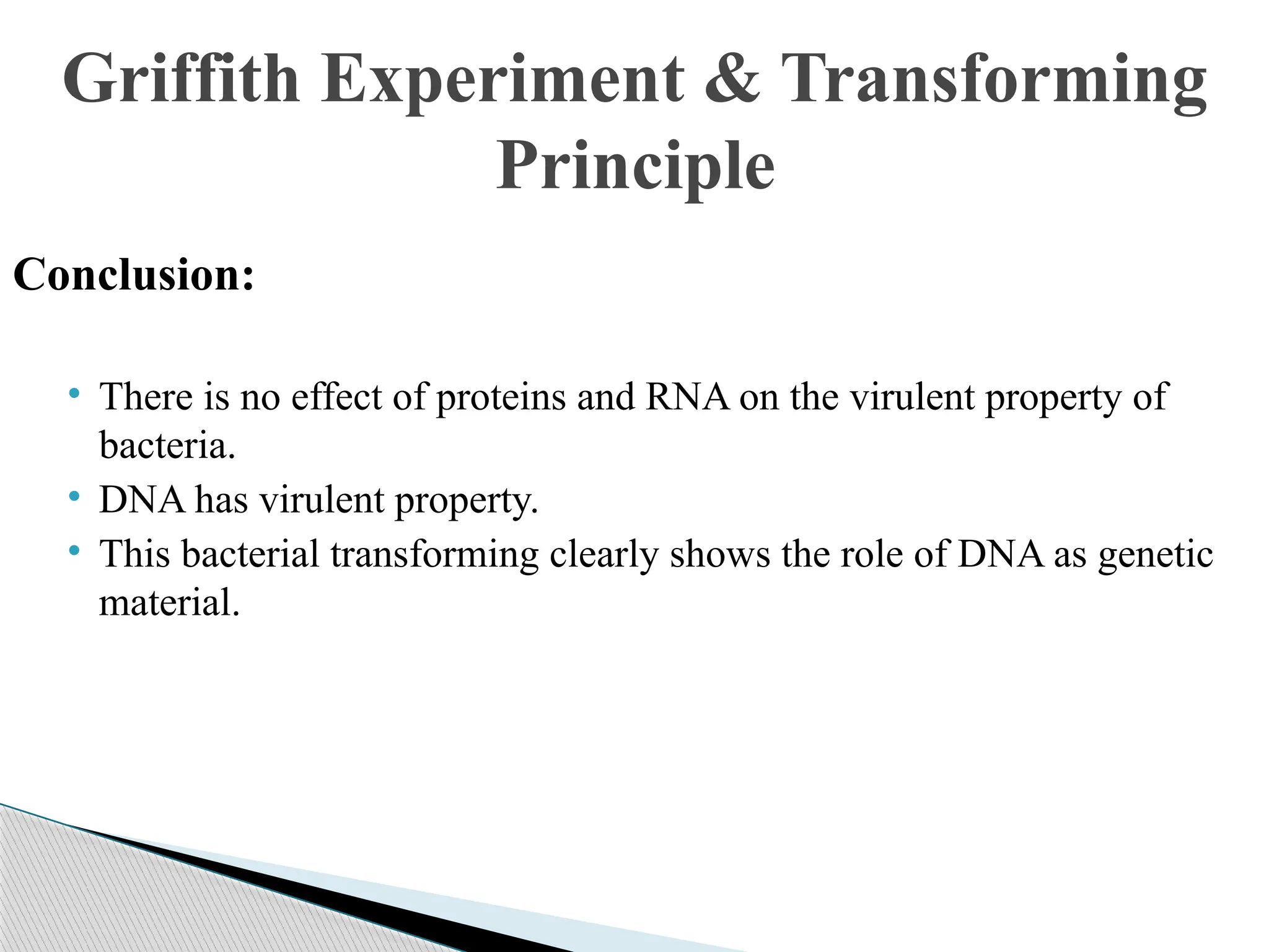 Griffith Experiment Transformation Principle Molecular Biology Pptx