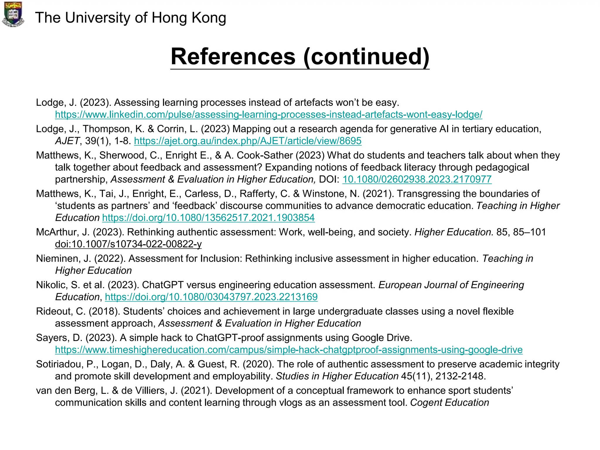Assessment values & their enactment in the generative AI era | PPT