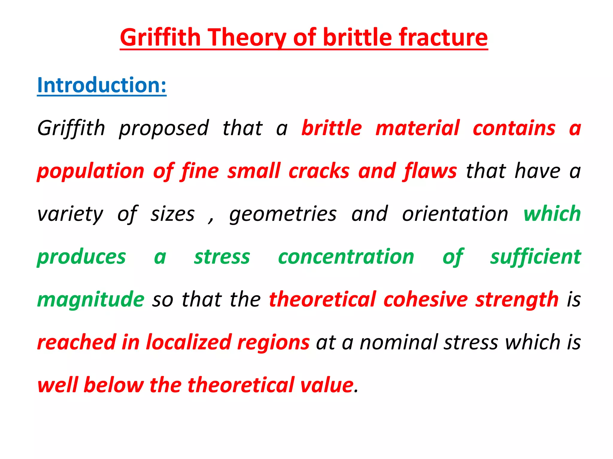 Fracture Mechanics & Failure Analysis: Griffith theory of brittle fracture | PPTX