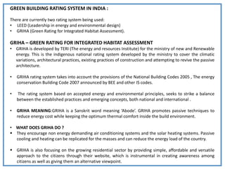 Griha - green rating for integrated habitat assesment | PPTX
