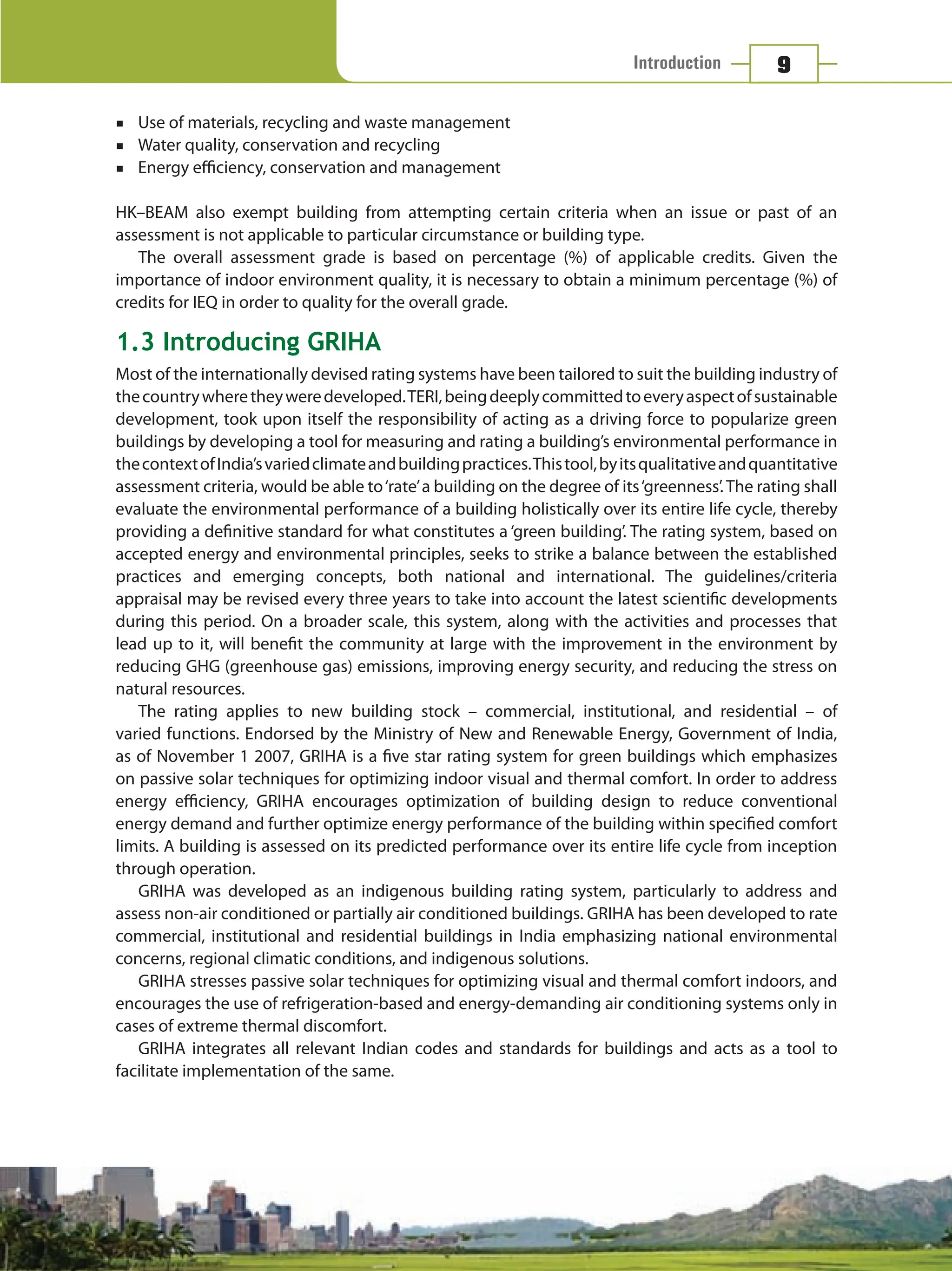GRIHA discription about green building rating system | PDF