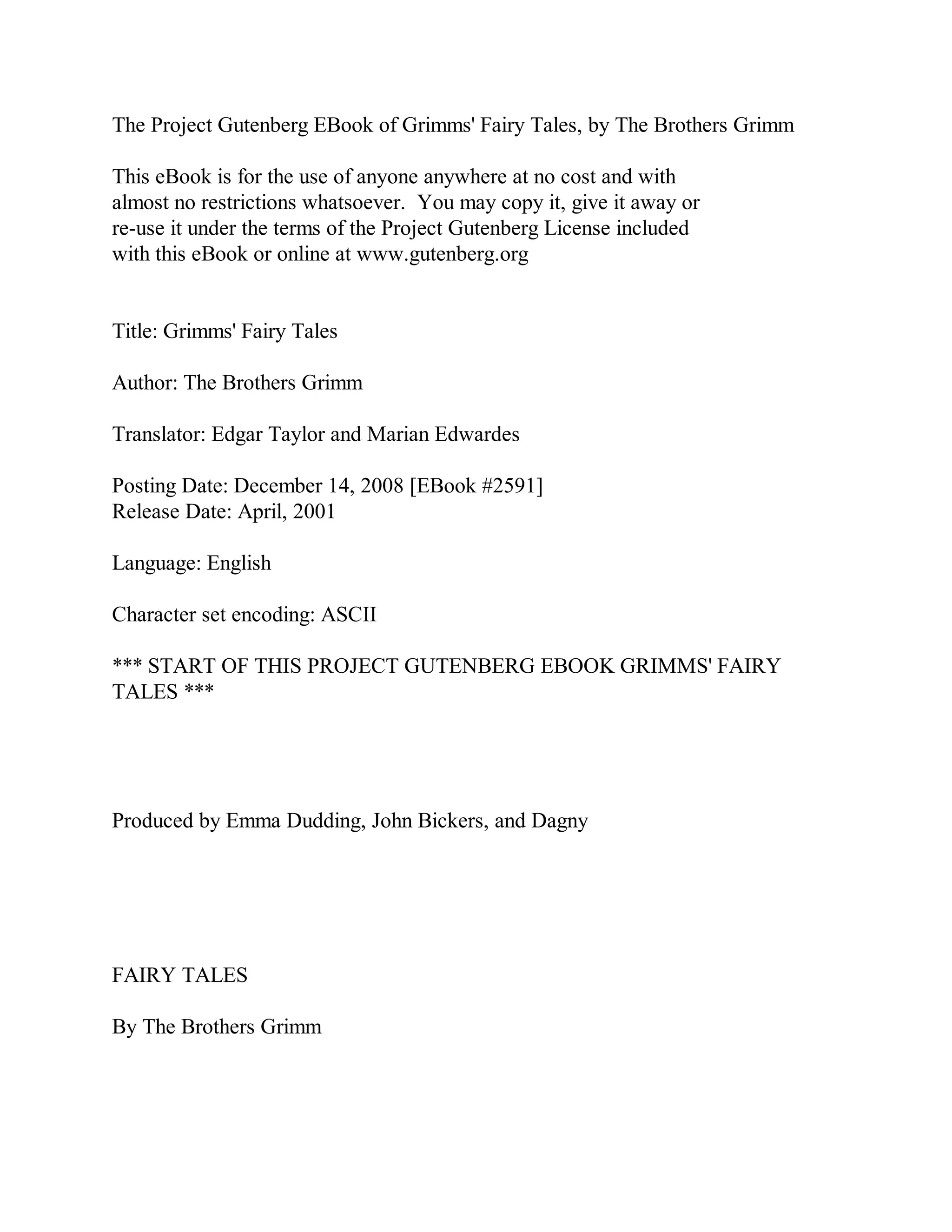 Grimms Fairy Tales | PDF