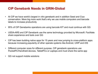 GRIN Global Mobile App, Android and Windows 10 | PPTX