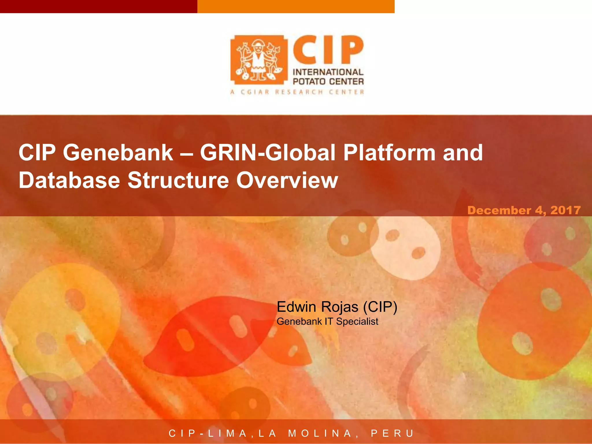 GRIN- Global platform and CIP database structure | PPTX | Genetics | Science