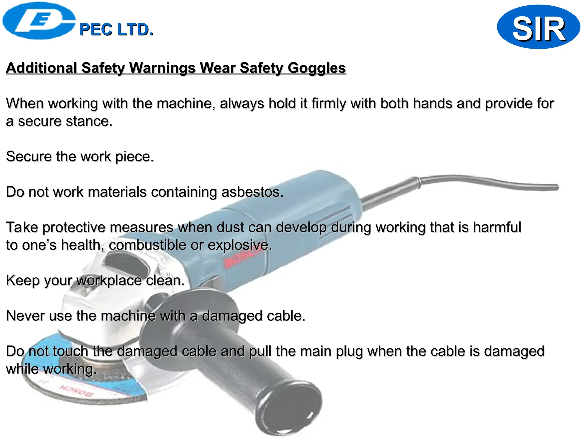 Grinder Safety training for construction | PPT