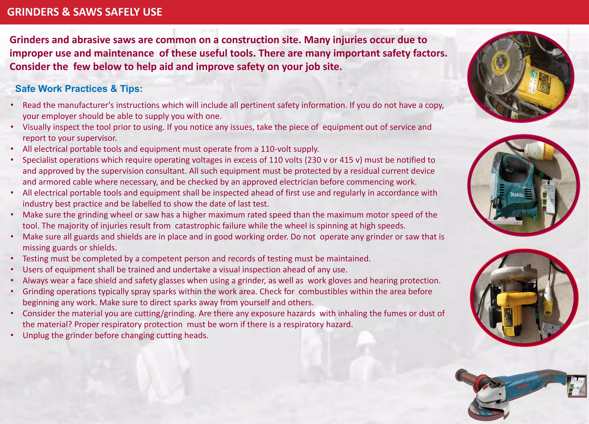 GRINDERS & SAWS SAFELY USE | PPTX