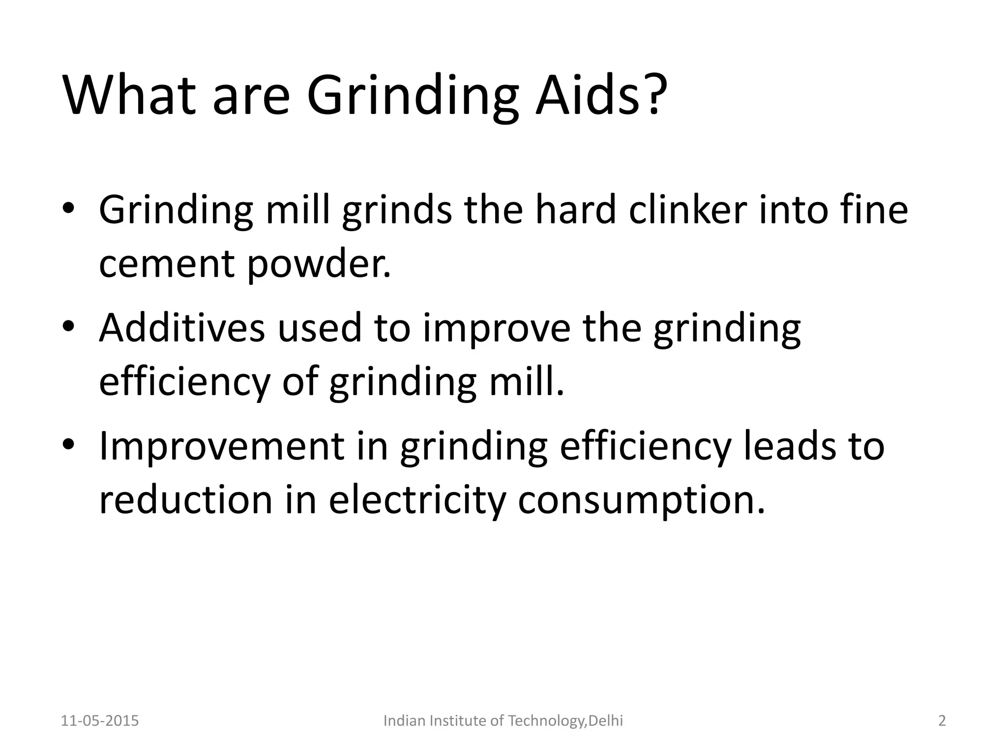 Grinding Aids for Cement | PPTX