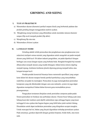Grinding and sizing | PDF
