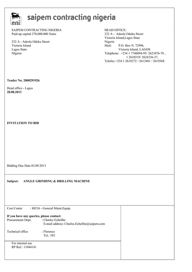 Grinding & drilling machines bid | PDF