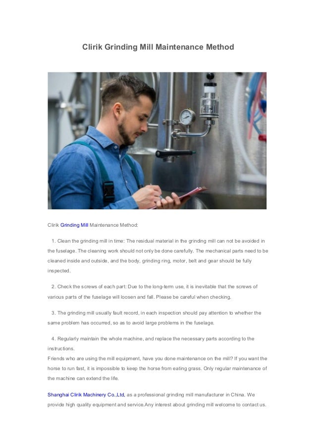 Grinding Mill Maintenance Method grinding-mill-maintenance-method
