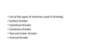 TYPES OF FINISHING GRINDING SURFACE GRINDIN | PPTX