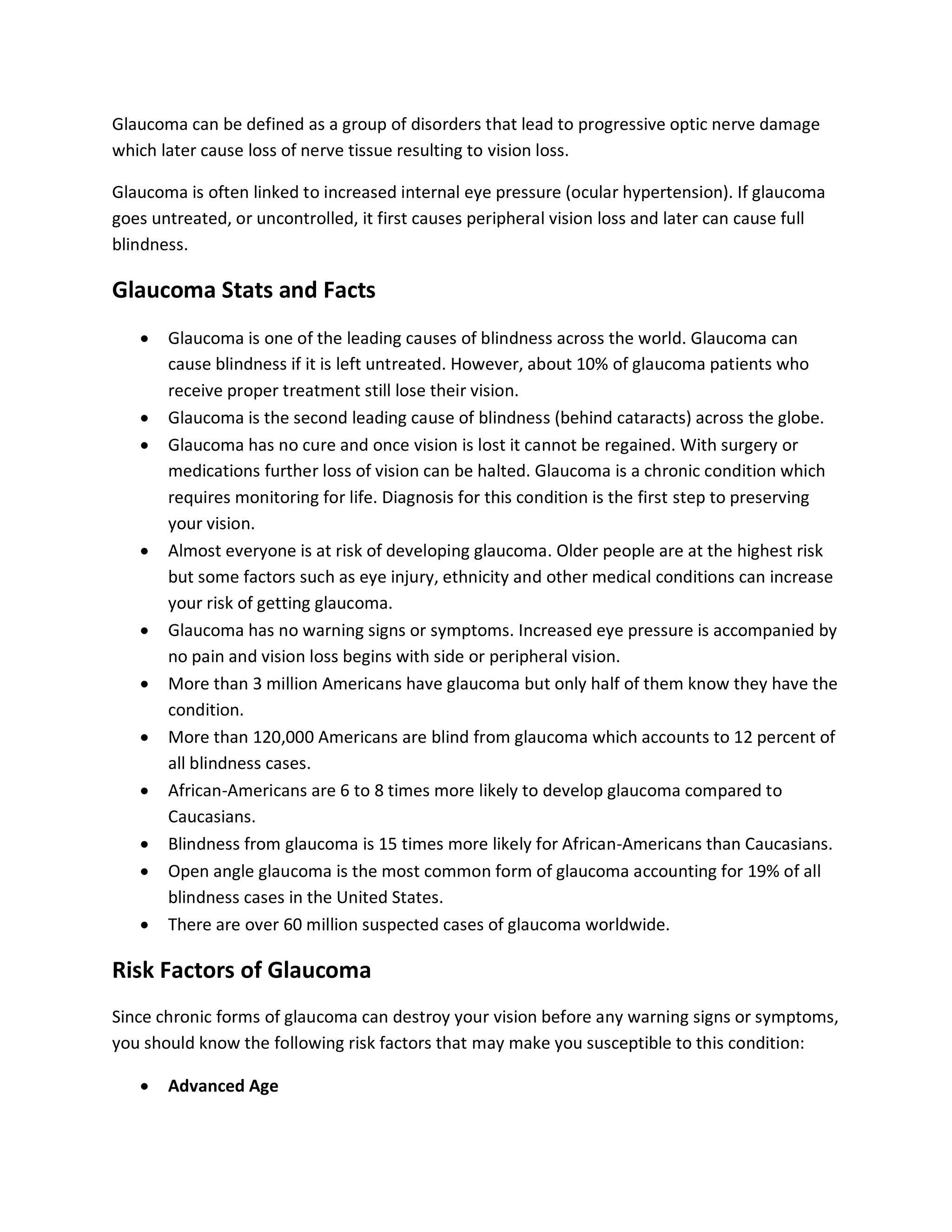 Glaucoma Stats and Facts | PDF | Eye and Vision Conditions | Diseases ...