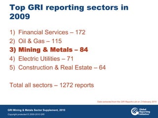 Gri Reporting In The Mining & Metals Sector In 2009 | PDF